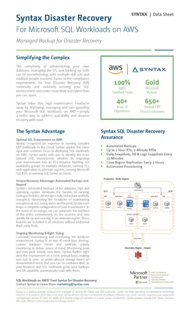 Microsoft Workloads on Amazon Web Services | Syntax