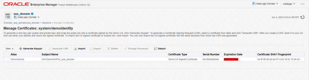 Weblogic And Fusion Middleware Identity Certificate Expiry Behavior And Resolution Blog Syntax