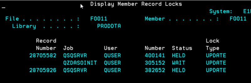 Identify and resolving record locks on iSeries | Blog | Syntax